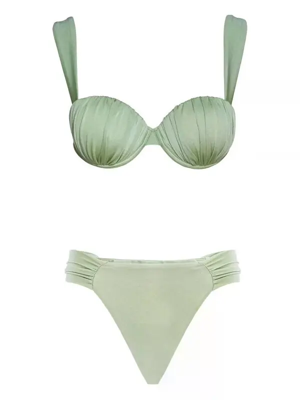 NOIRE SWIMWEAR Ruched Balconette Bikini - Green