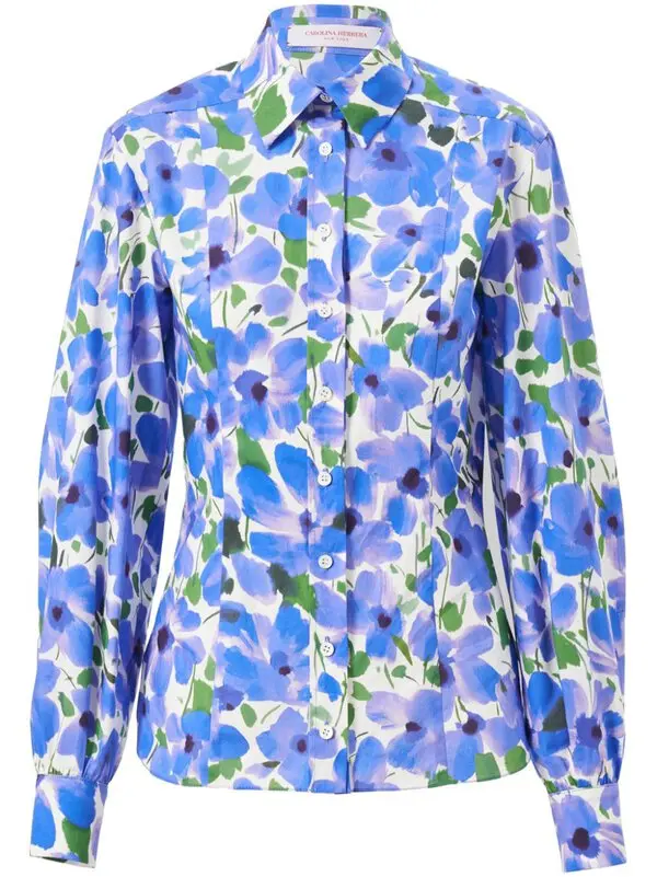 Carolina Herrera Floral-print Blouse - Blue