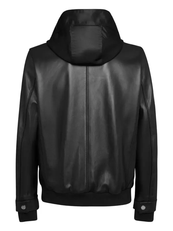 Philipp Plein Leather Hooded Bomber Jacket