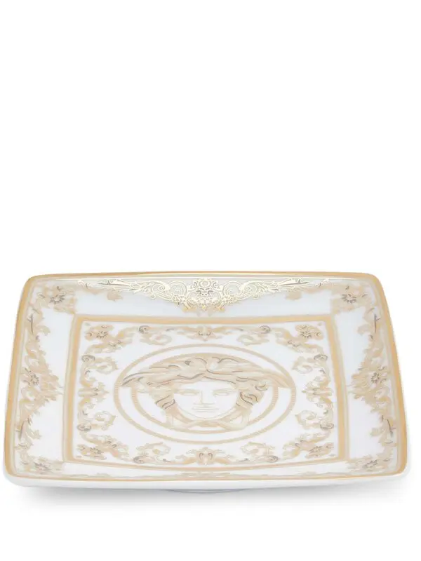Versace Medusa Gala Square Porcelain Plate - White