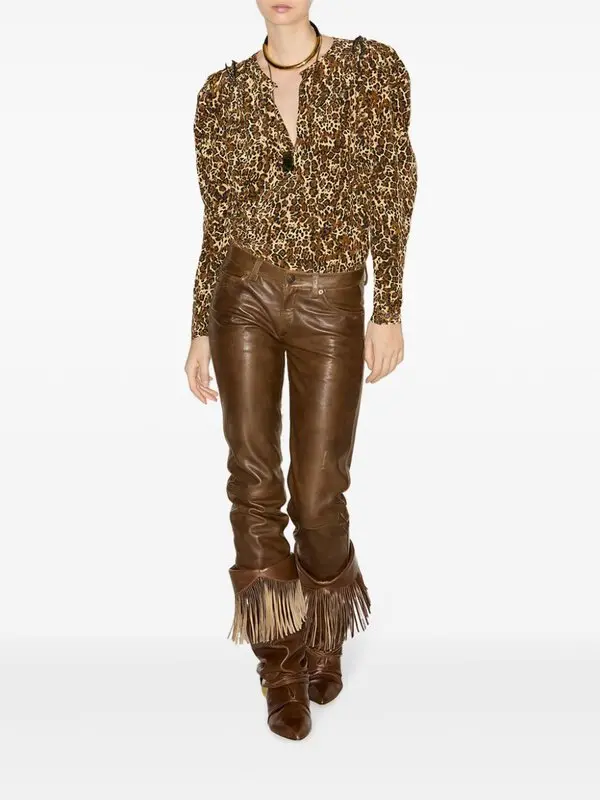 Isabel Marant Étoile Zarga Leopard Print Blouse - Brown