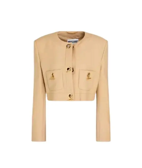 Moschino Cropped Grain De Poudre Jacket