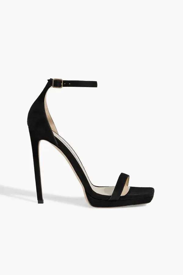 JIMMY CHOO Alva 120 Suede Sandals - Black