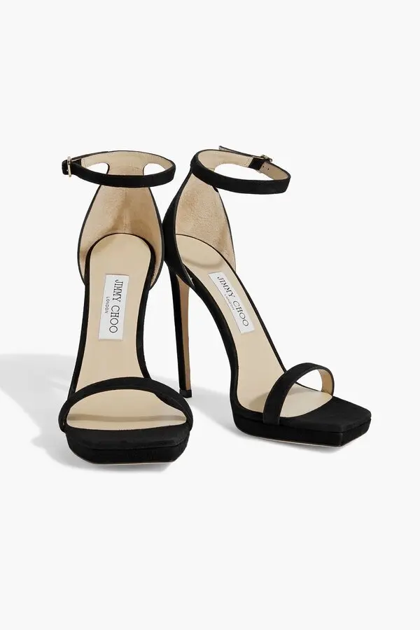 JIMMY CHOO Alva 120 Suede Sandals - Black