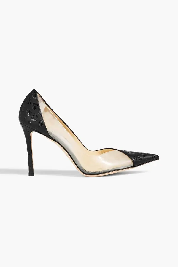 JIMMY CHOO Cass 95 Embossed Leather And Pvc Pumps