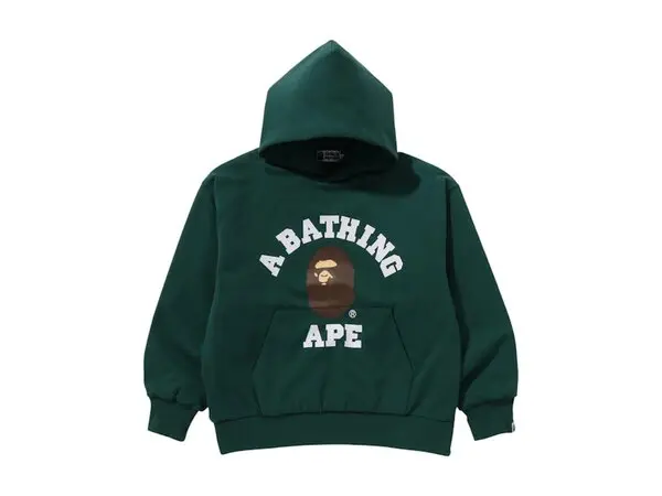 A BATHING APE College Puffy Relaxed Fit Pullover Hoodie - Green