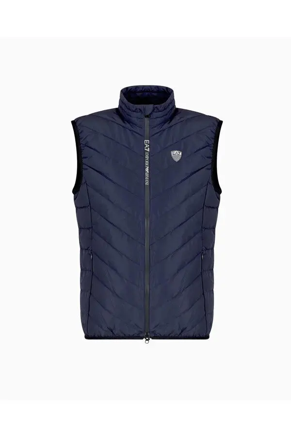 Emporio Armani Ea7 Packable Technical Fabric Padded Gilet - Blue