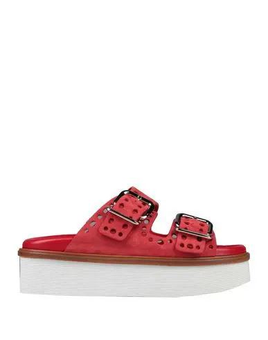 TOD'S Leather Flatform Sandals - Red