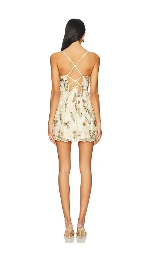 green emerald velvet dress For Love & Lemons Kate Mini Dress - Yellow main image 1