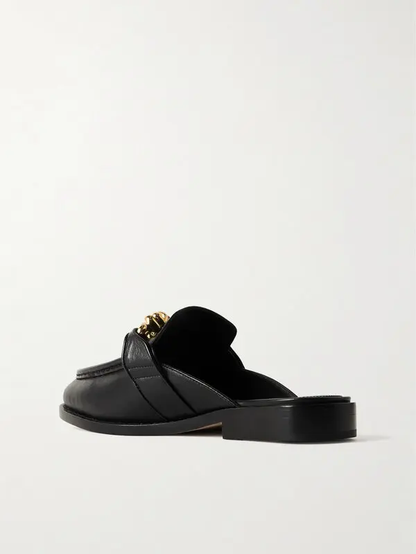 Bottega Veneta Astaire Leather Slippers - Black