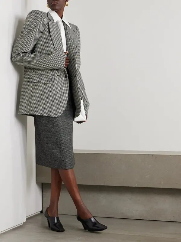 Marie Adam-Leenaerdt Houndstooth Wool Blazer - Black