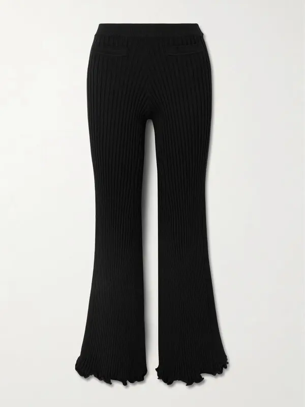 Rabanne Ruffled Ribbed-knit Flared Pants