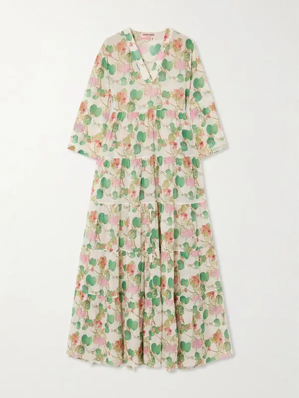 alba tiered cotton maxi dress Boden Alba Long Sleeve Tiered Cotton Maxi Dress In Multi Coastal Tile - 45%  Off