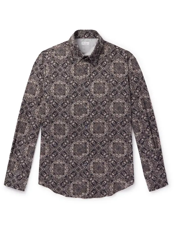 Brunello Cucinelli Paisley-print Cotton Shirt - Gray