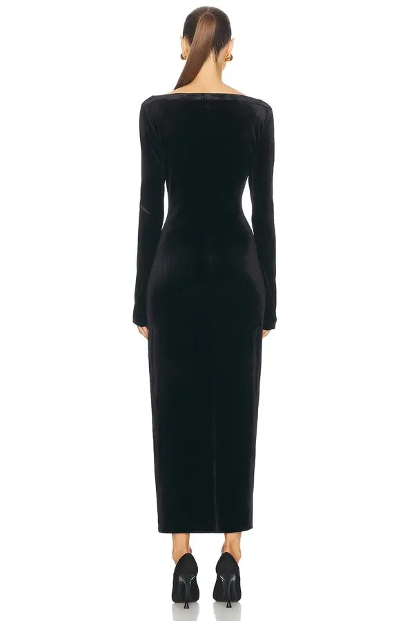 Norma Kamali Long Sleeve Scoop Neck Gown