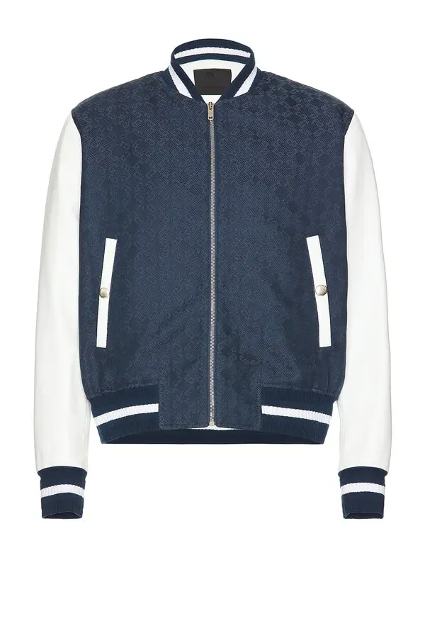 Givenchy Mixed Material Varsity Jacket - Navy & White