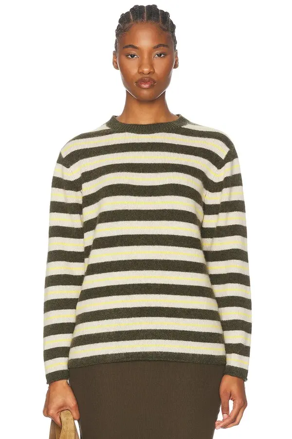 THE ELDER STATESMAN Sinful Stripe Crew Neck Sweater