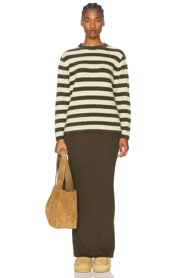 THE ELDER STATESMAN Sinful Stripe Crew Neck Sweater