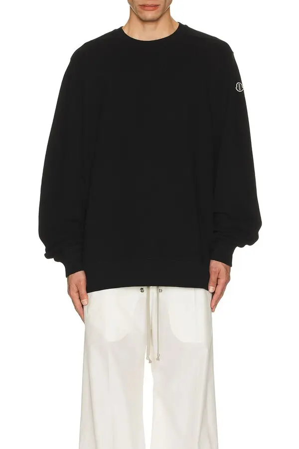 コラボ【Moncler + Rick Owens】JUMBO CREWNECK SWEAT Rick Owens X Moncler Jumbo Crewneck Sweatshirt In Black - 55