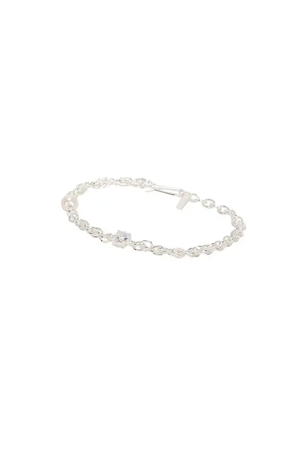 Completedworks Freshwater Pearl Cz Bracelet - Silver Plated