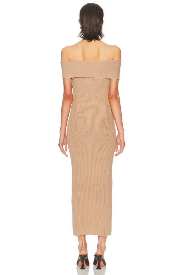 Roland Mouret Cashmere Off-shoulder Midi Dress