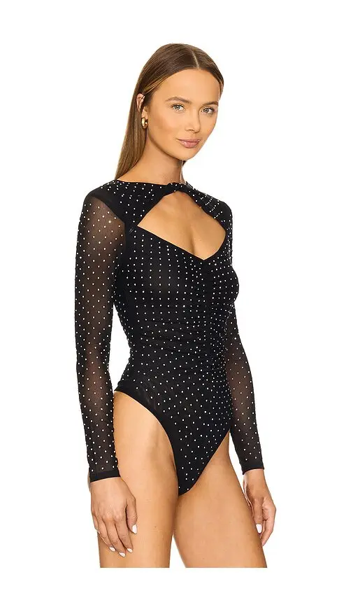 Astr The Label Rhinestone Embellished Mesh Bodysuit