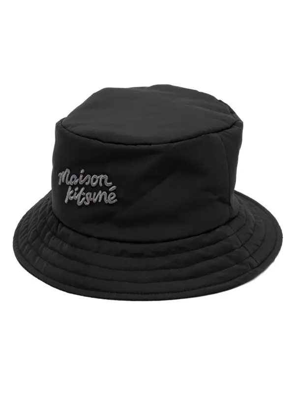 Maison Kitsuné Logo-embroidered Bucket Hat - Black