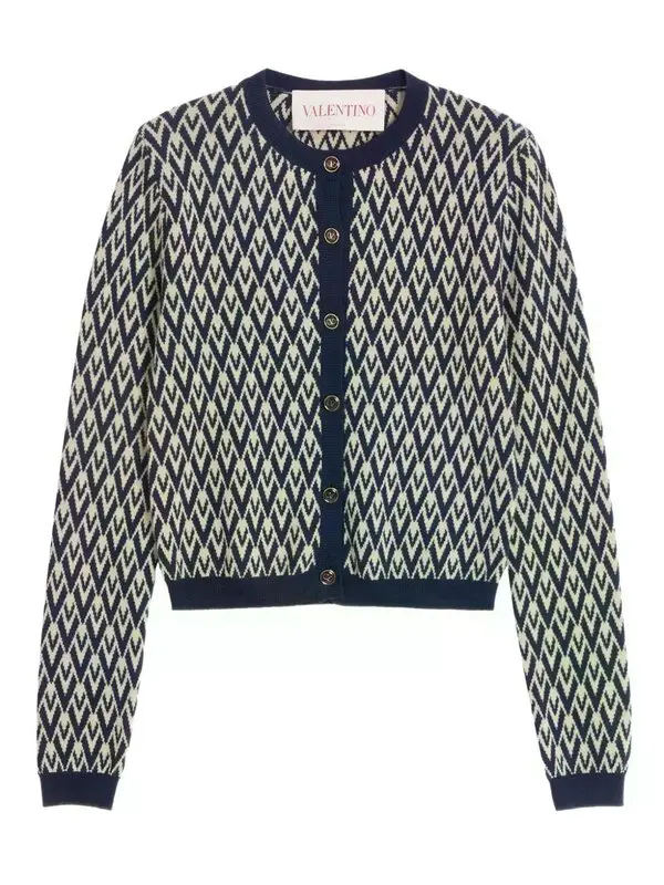 Valentino Garavani Toute La V Jacquard Cardigan - Blue