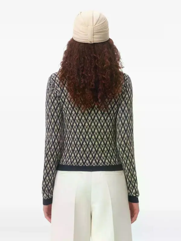 Valentino Garavani Toute La V Jacquard Cardigan - Blue