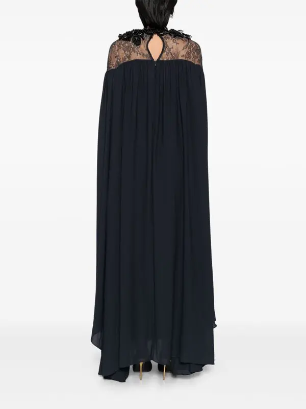 Biyan Crepe Cape Long Dress