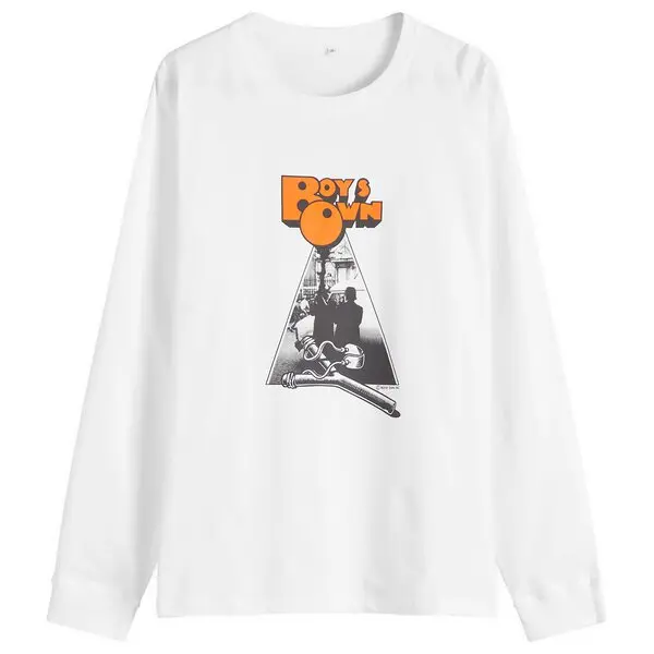 BOYS OWN Clock Work Orange Print Long Sleeve T Shirt - White/orange