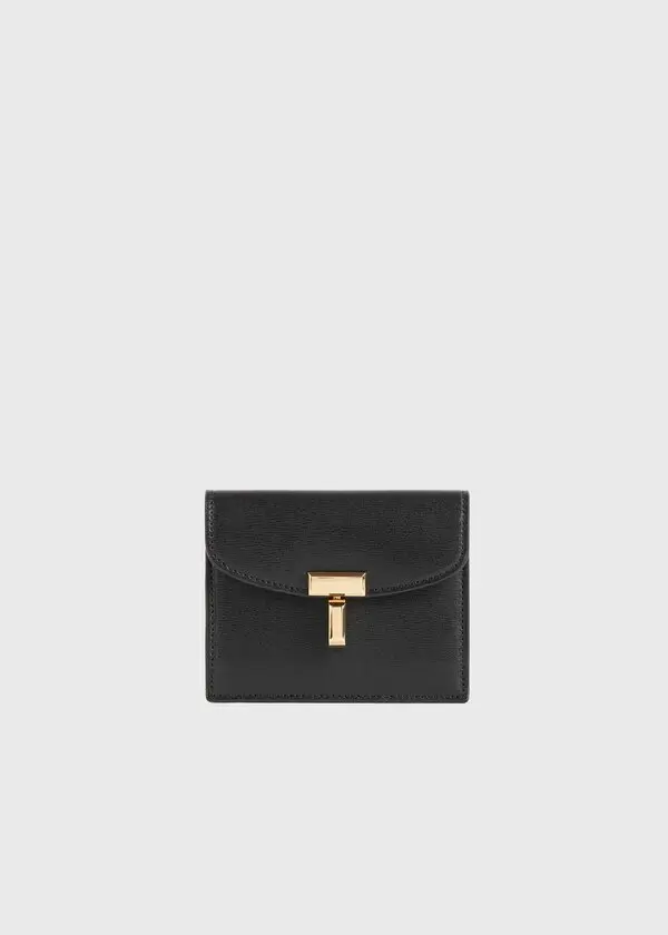 TOTEME T-lock Leather Cardholder - Black