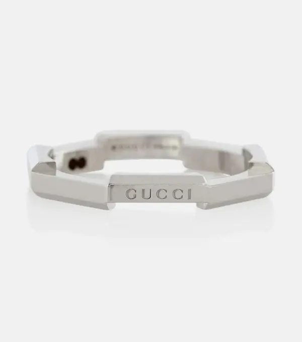 Gucci 18kt White Gold Link Ring - Silver