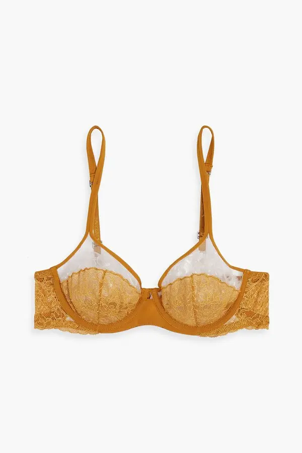 La Perla Chantilly Lace And Tulle Underwired Bra - Saffron