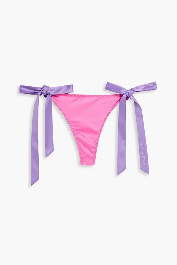 Love Stories Roomie Tiedetailed Satin Thong - Pink