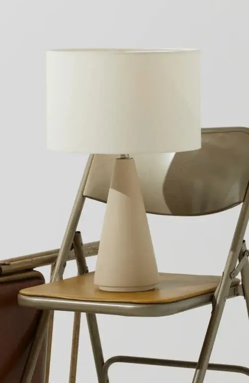 BRIGHTECH Nathaniel 20" Cement Led Table Lamp With Cream Cotton Drum Shade