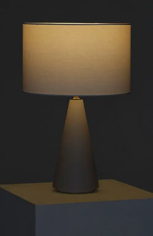 BRIGHTECH Nathaniel 20" Cement Led Table Lamp With Cream Cotton Drum Shade