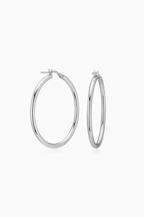 ORADINA Sterling Hoop Earrings - Silver