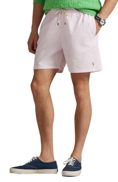 Polo Ralph Lauren Traveler Seersucker Swim Trunks - Carmel Pink Seersucker