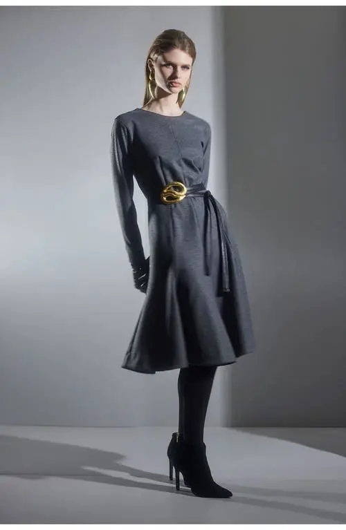 Natori Double Jersey Fluted Hem Midi Dress