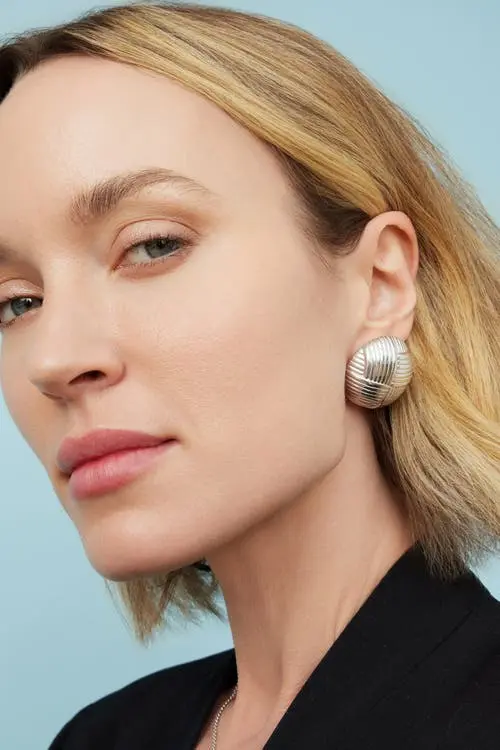 ORADINA Sterling Woven Button Earrings