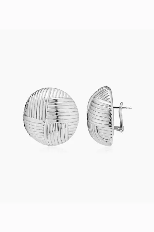 ORADINA Sterling Woven Button Earrings