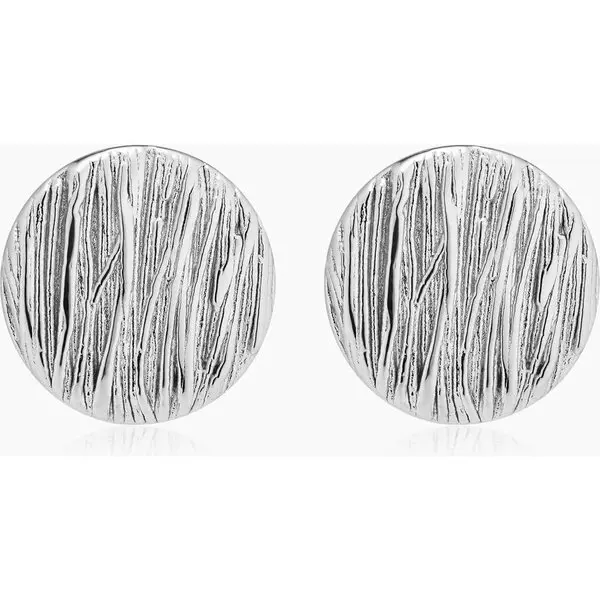 ORADINA Sterling Linen Button Earrings - Silver