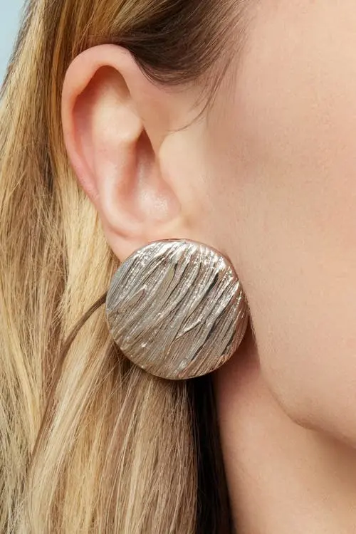 ORADINA Sterling Linen Button Earrings