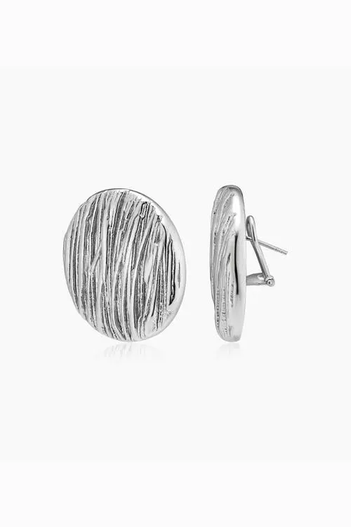 ORADINA Sterling Linen Button Earrings