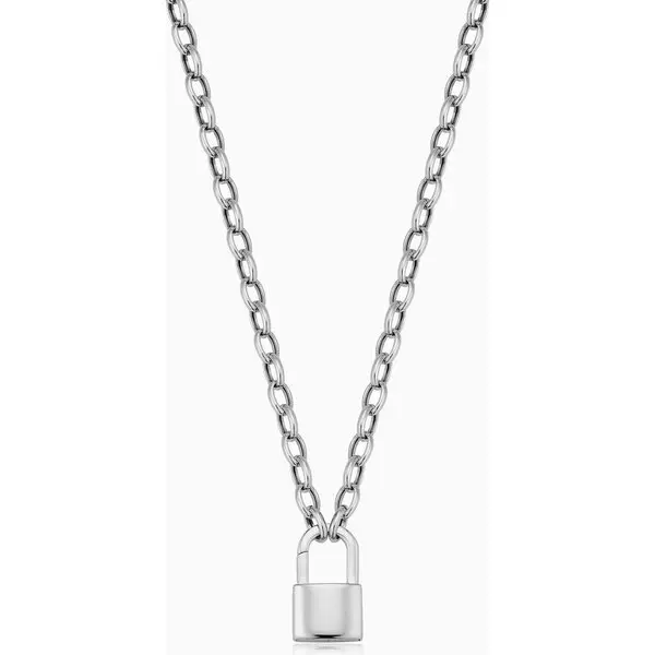 ORADINA Sterling Lock It Up Connector Clasp Necklace - Silver