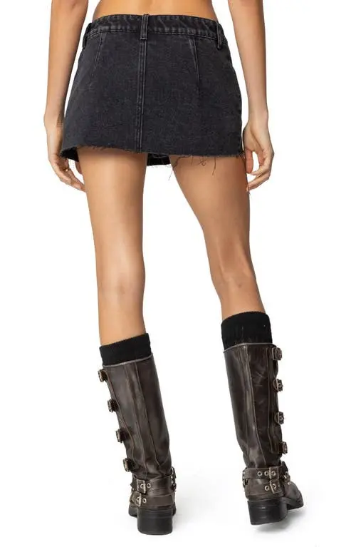 EDIKTED Clementine Denim Miniskirt - Black-washed