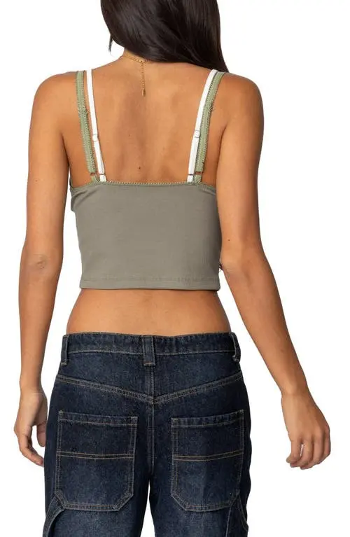 EDIKTED Lace Trim Camisole - Olive