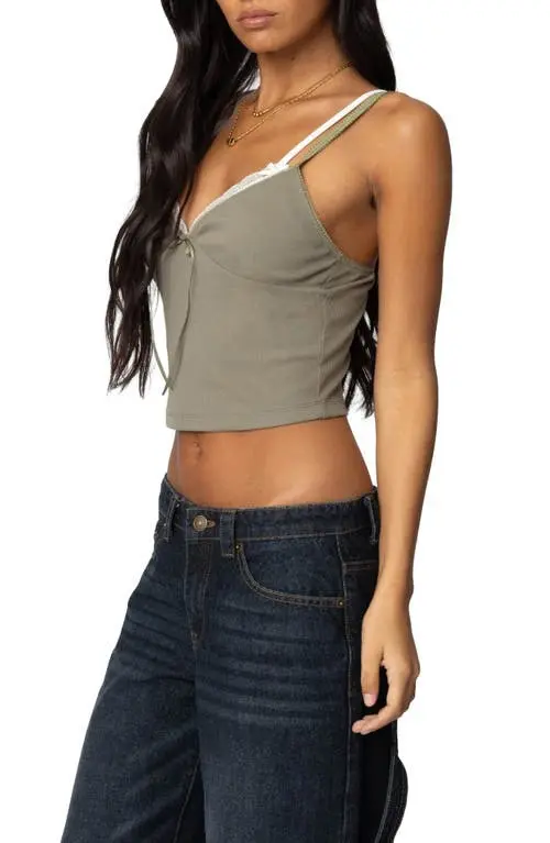EDIKTED Lace Trim Camisole - Olive