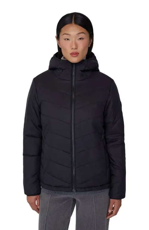 QUARTZ CO. Camila Lightweight Hooded Insulated Jacket - Black